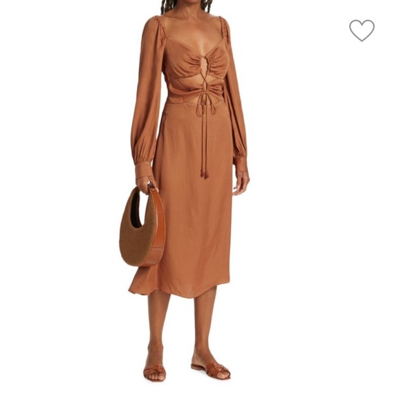 FARM Rio | Dresses | Nwt Farm Rio Caramel Cut Out Midi Dress | Poshmark